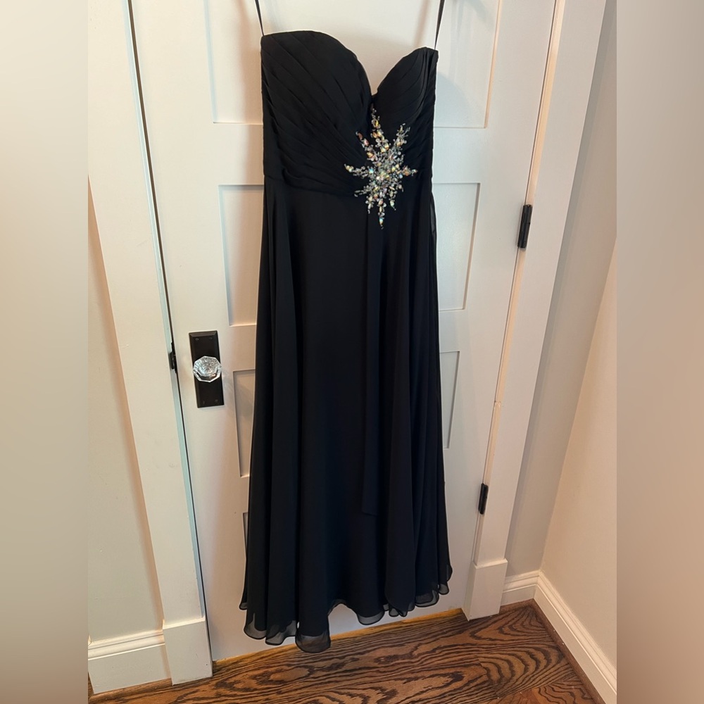 Jovani Black Strapless Evening Gown Crystal Detail 8 - Gem